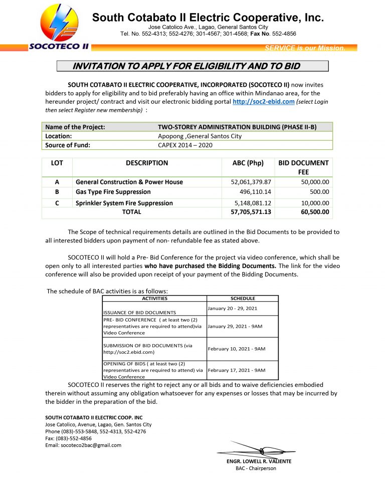 Bids and Award Committe Archives - Socoteco 2